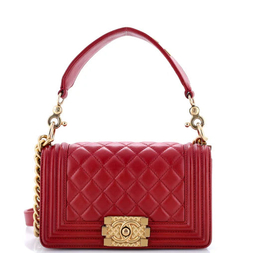 Chanel Top Handle Boy Bag Quilted Calfskin Small | The Luxury Pear